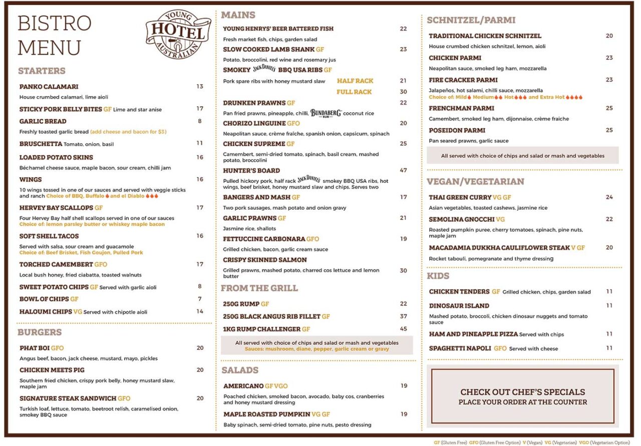 Maggie's Restaurant - Menu - Young Australian Hotel and Function Centre ...